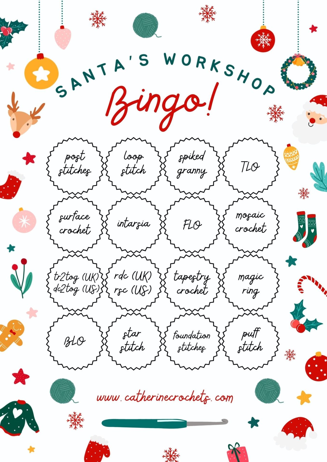 Santa's Workshop Bingo - Catherine Crochets